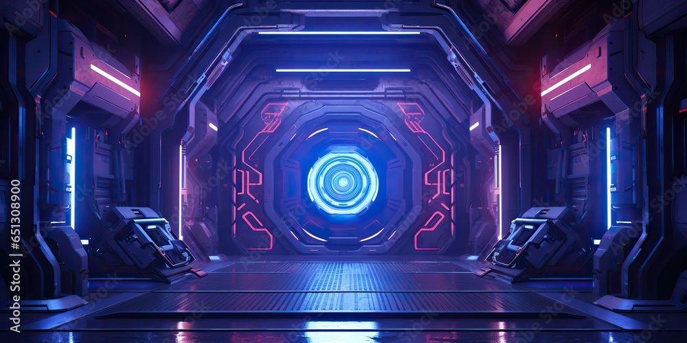 AI Generated. AI Generative. Futuristic space ship galaxy alien door ...