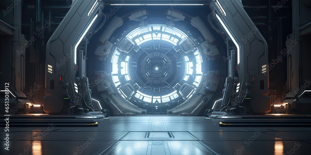 AI Generated. AI Generative. Futuristic space ship galaxy alien door ...
