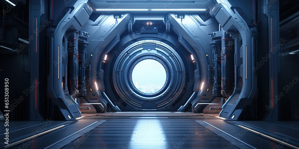 AI Generated. AI Generative. Futuristic space ship galaxy alien door ...