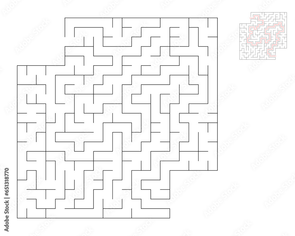 Square maze, logic game with labyrinths. maze game. A maze with answers Stock Vector | Adobe Stock