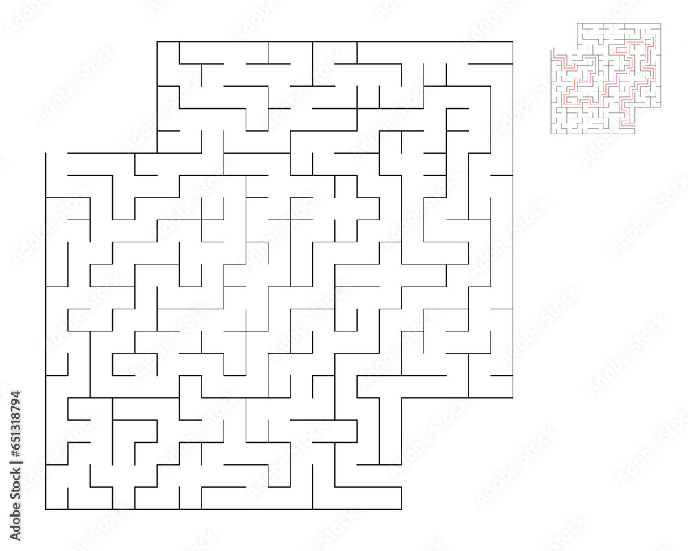 Square maze, logic game with labyrinths. maze game. A maze with answers ...