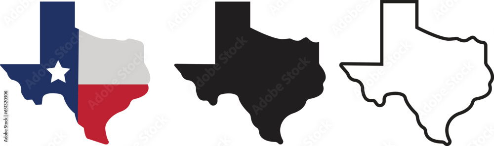 Vetor do Stock: Texas map icon set, Texas map isolated on transparent ...