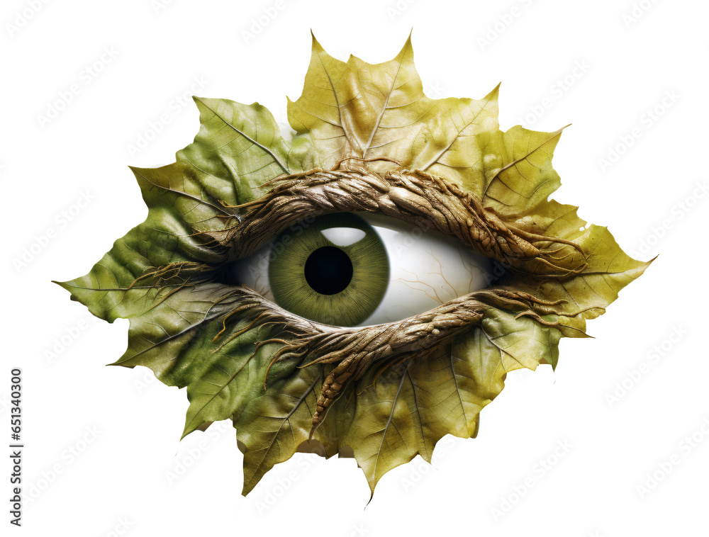 Halloween Spooky Leaf with eyes and a creepy smile isolated on the ...