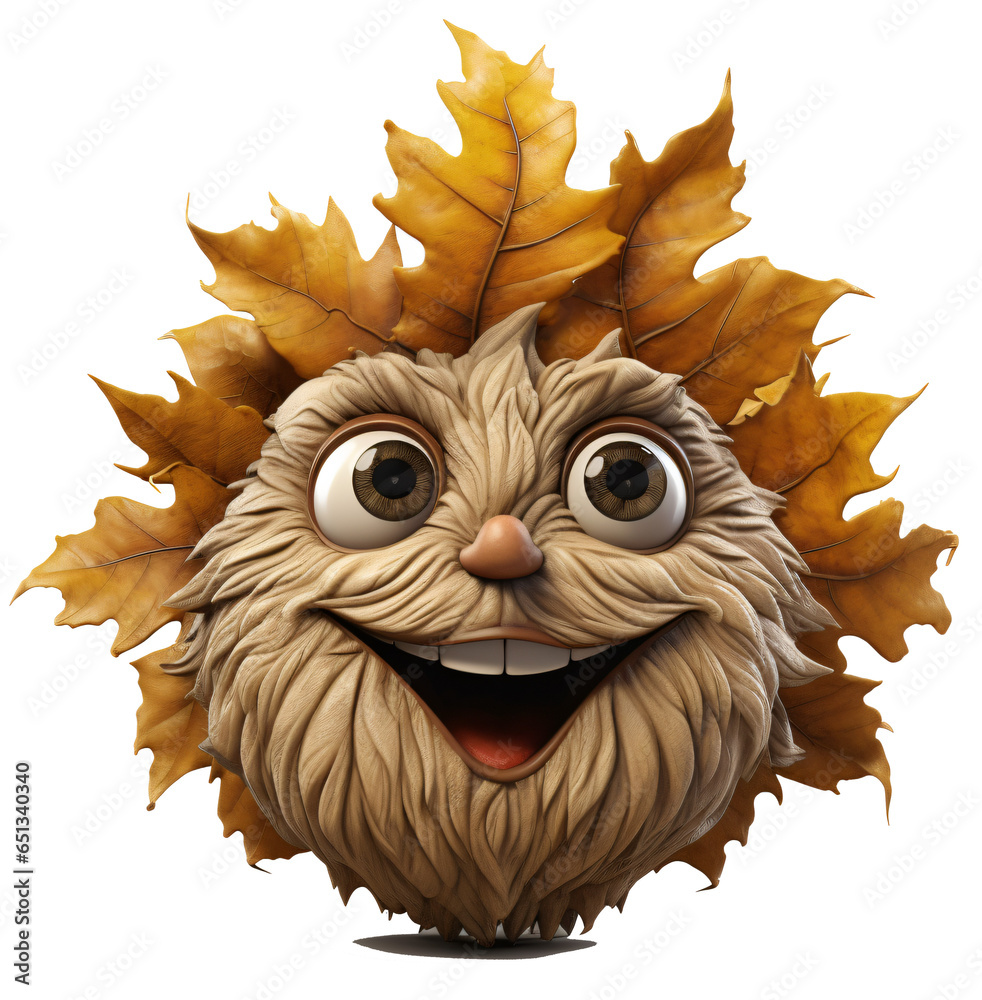 Halloween Spooky Leaf with eyes and a creepy smile isolated on the ...