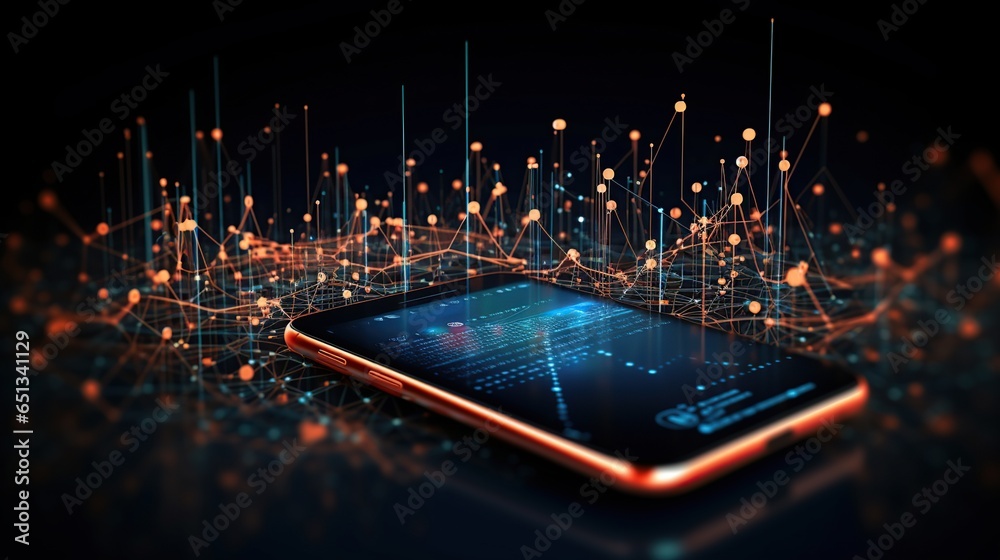 Mobile phone digital background. AI generated image Stock Illustration ...
