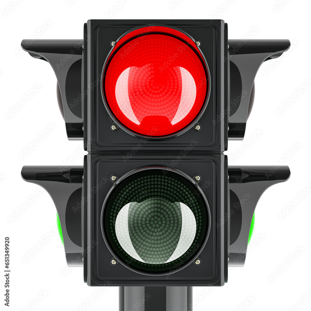 Traffic signal with red color, 3D rendering isolated on transparent ...