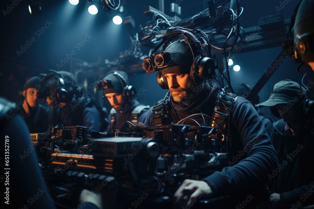 Foto de A film crew utilizing advanced motion-capture technology ...