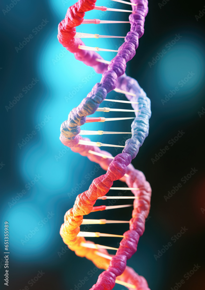 Generative AI, DNA helix on a colored background, genetics, cell ...