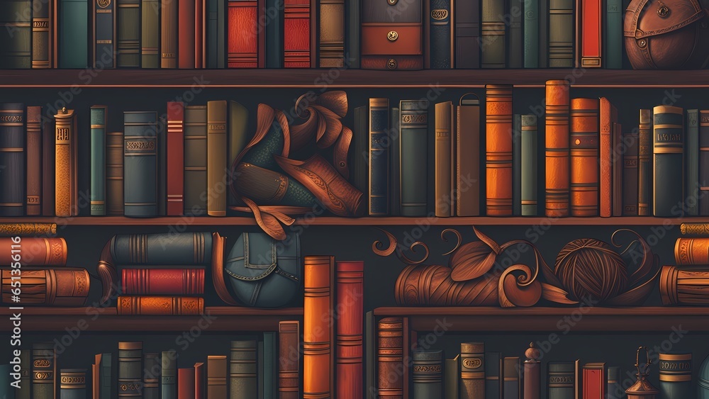 Cartoon Library wallpaper Stock Illustration | Adobe Stock