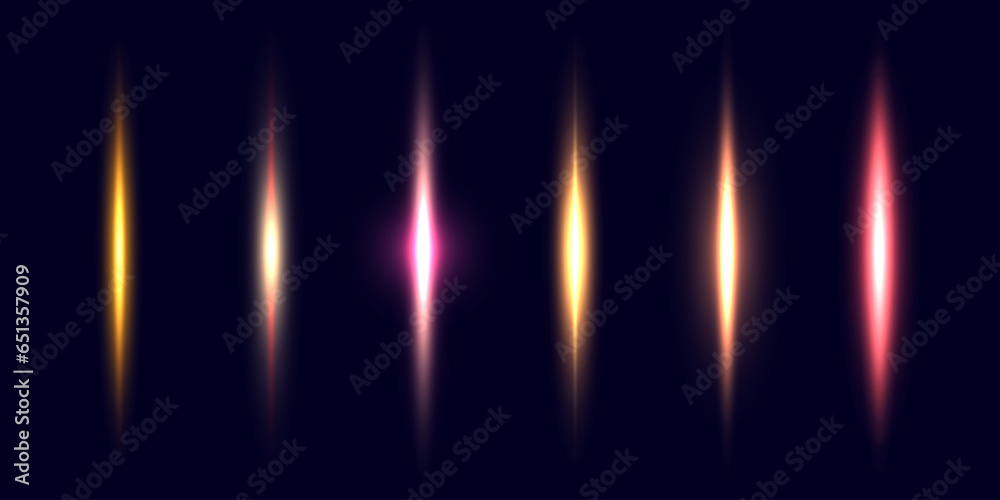 Neon divider lines set. Glowing vertical stripes collection ...