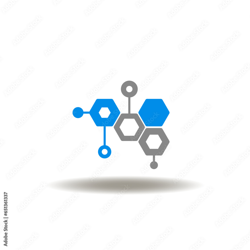 Vector illustration of flowchart molecule structure. Icon of science ...