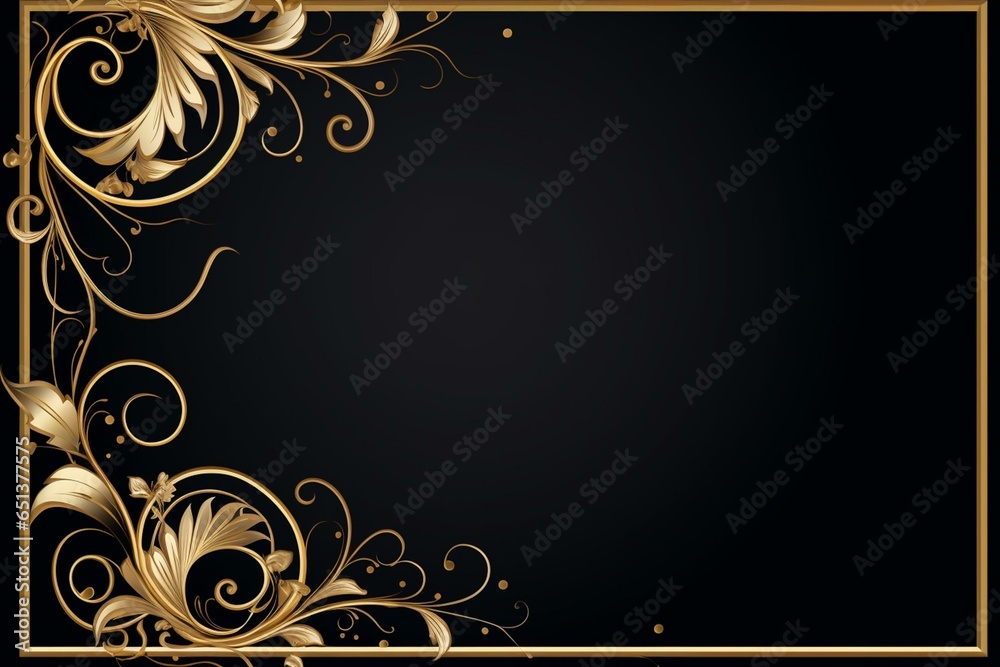 Golden frame for invitation or card design, with luxury gold border on ...
