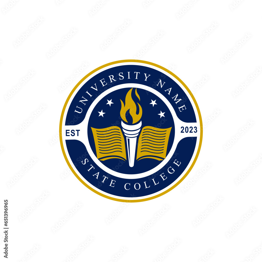 University college school badge logo design vector image. Education ...