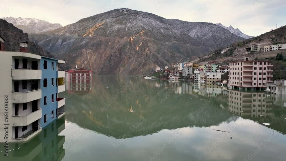 Dam construction, flood, tsunami, collapsed buildings, highway ...