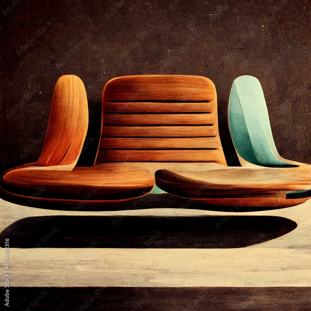 Environment with mid century modern wooden lounge chairs with a hint of ...