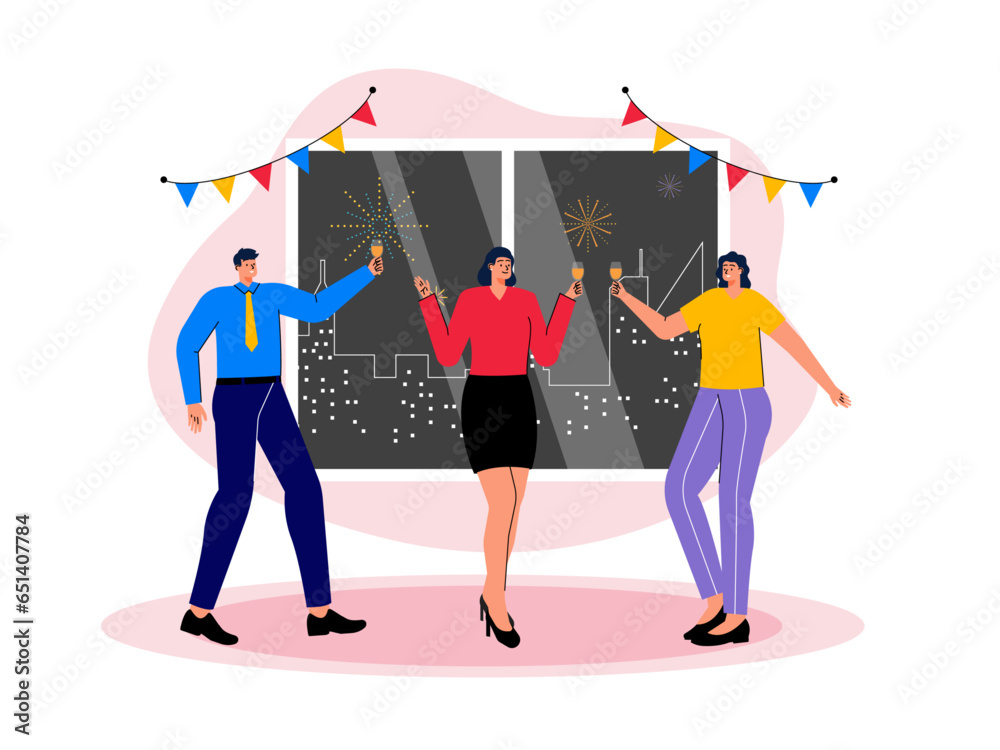End of year celebration party vector illustration. Year end vector ...