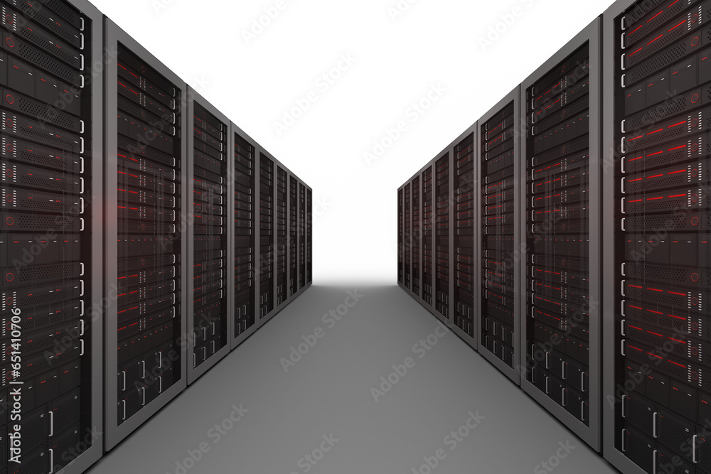 Digital png illustration of server room full of server racks on ...