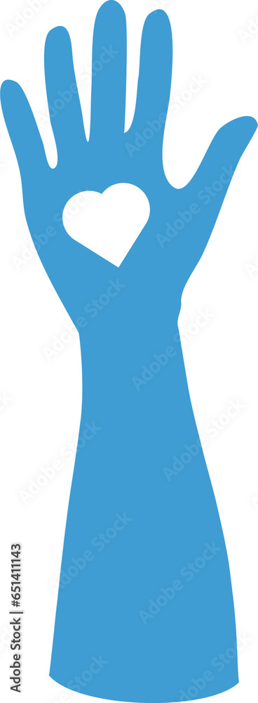 Digital png illustration of blue hand with heart on transparent ...