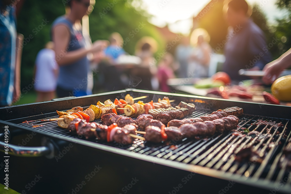 barbecue grill takes center stage in a lush garden, surrounded by the ...