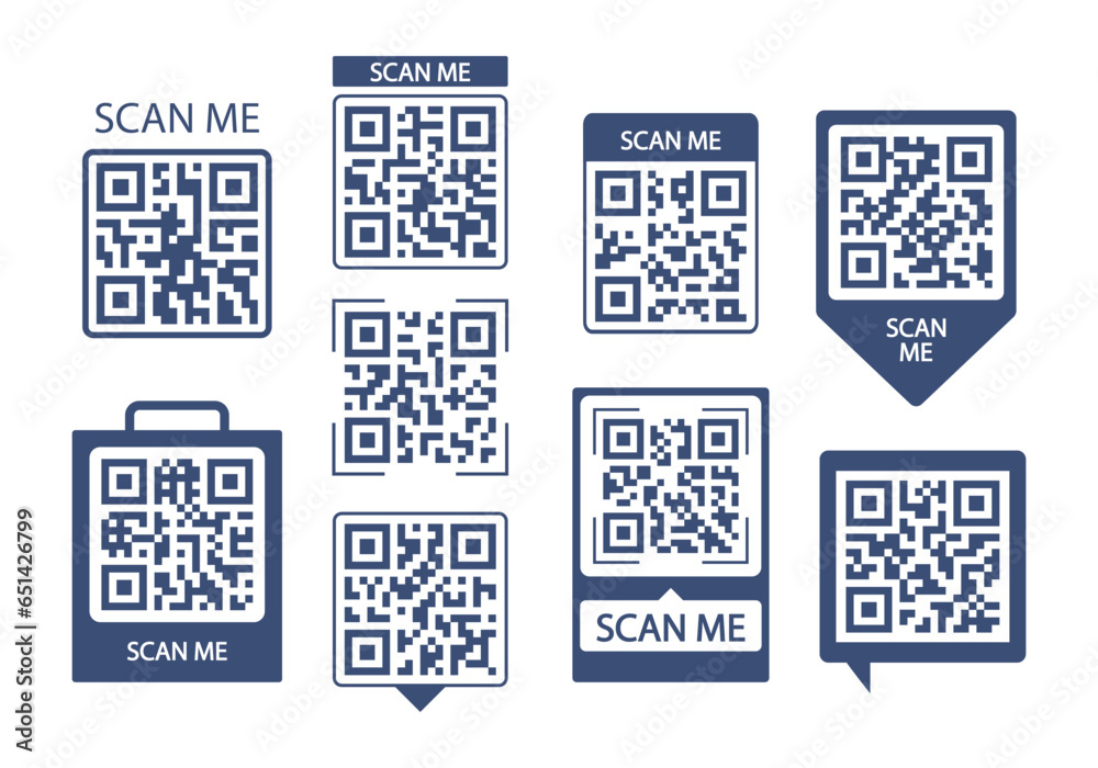 QR codes templates. QR codes smartphones scans, scan me mobile app ...