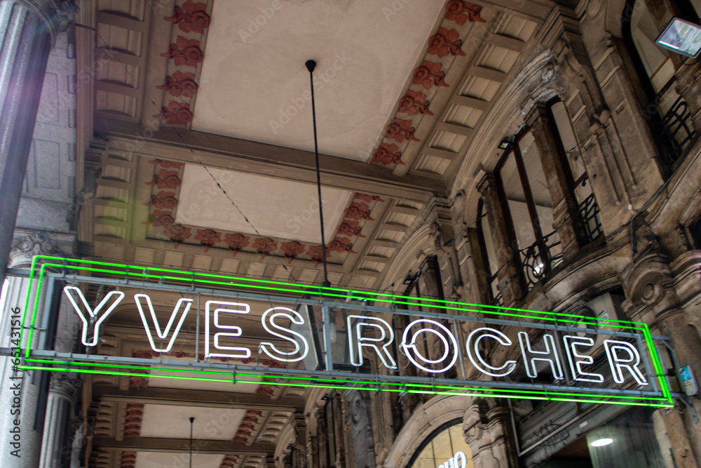 yves rocher panel boutique brand logo and sign text on mail signboard ...