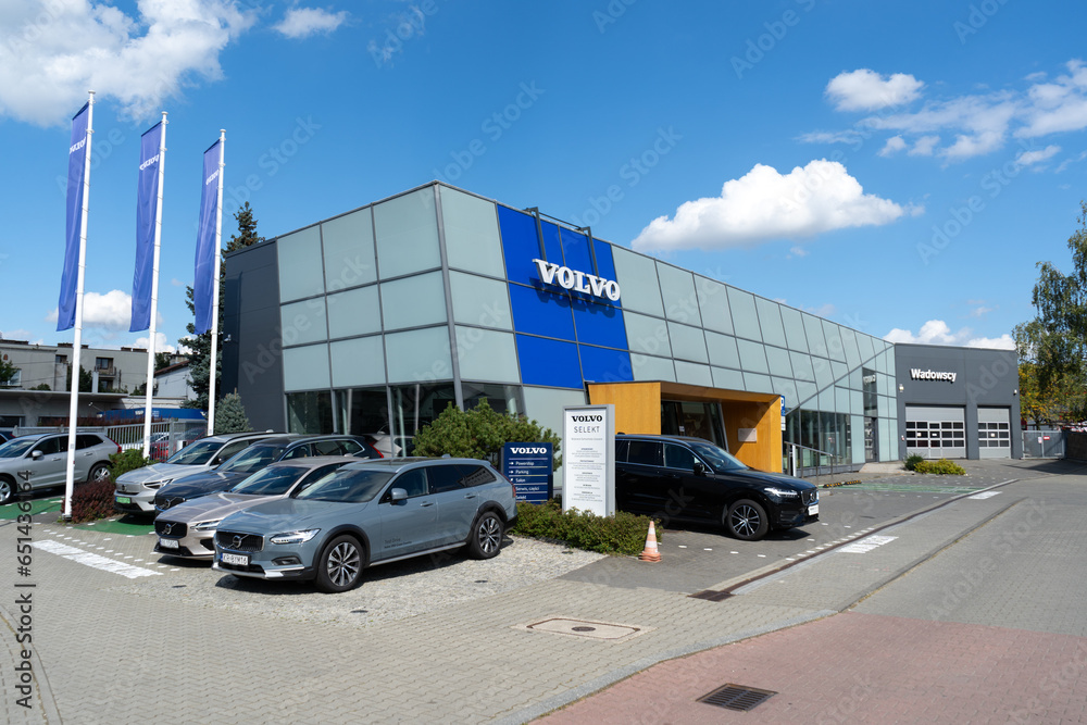 Volvo Car Corporation dealership building with logo sign. Swedish ...