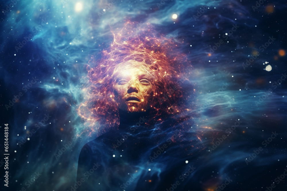 cosmic voyage unfolds with human body, as celestial bodies dance and ...