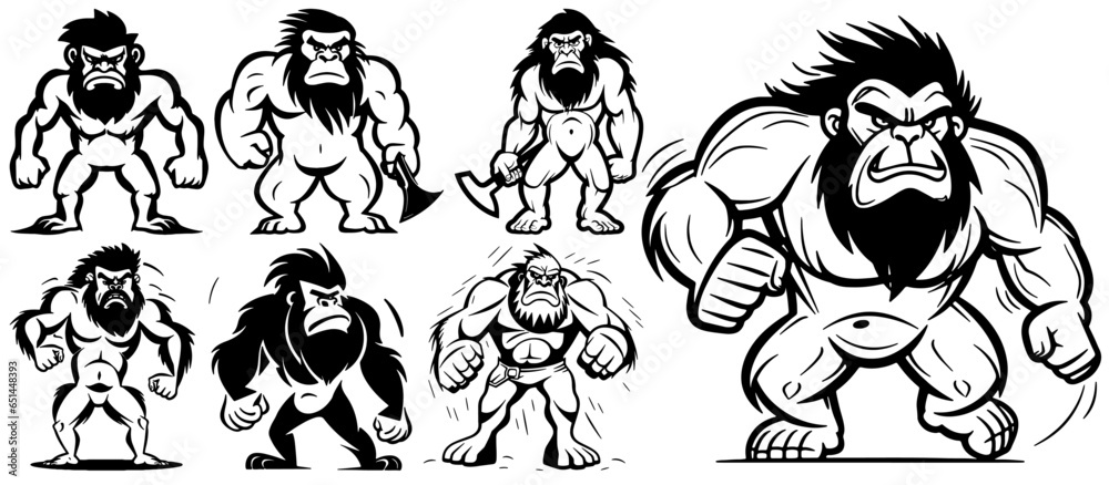 Vector drawing of angry Neanderthal Stock Vector | Adobe Stock