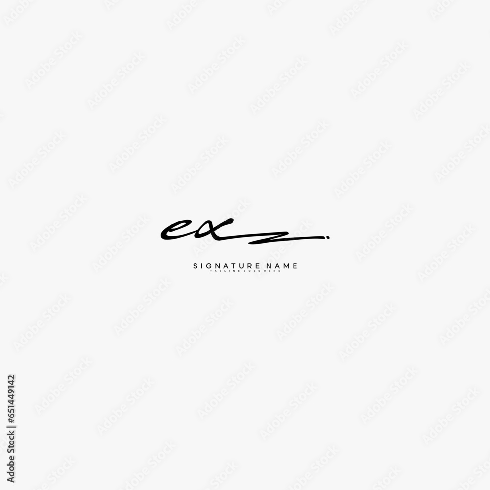 premium EX letter signature logo in handwriting art style monogram ...