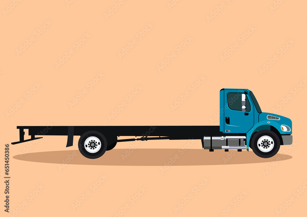 Vector illustration of flatbed trailer truck on peach background. Stock ...