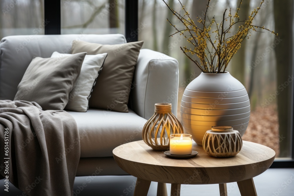 beautiful cosy comfort home interior design close up pillow on sofa ...