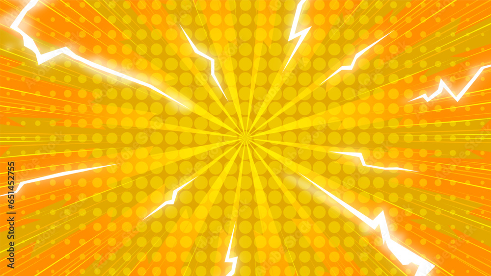 Comic Yellow Background With lightning Power Fx/ Illustration of a ...