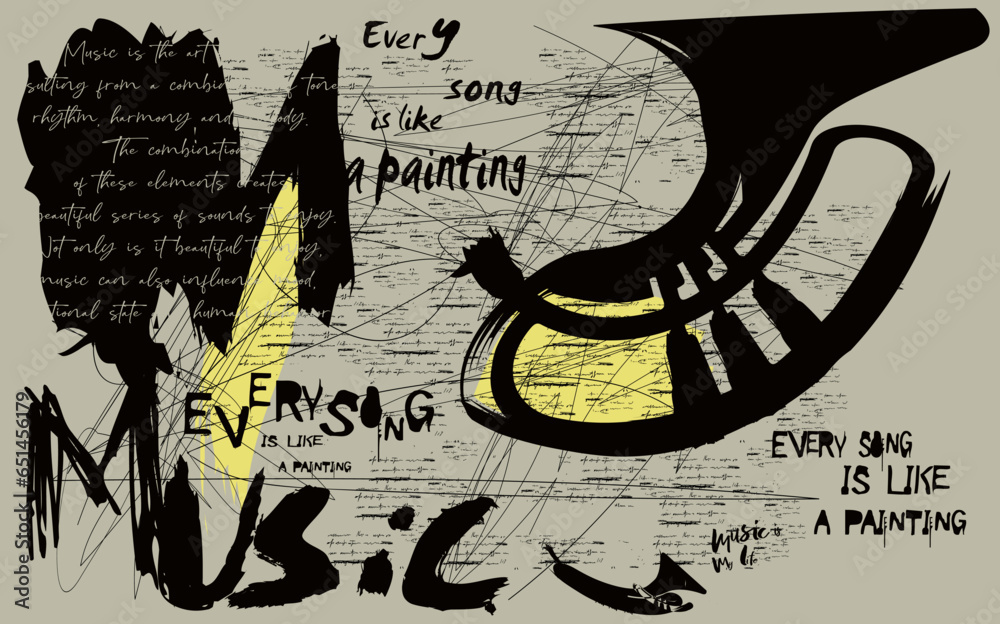 music typography art graffiti slogan print with spray,image of a music ...