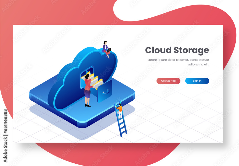 Business People Maintains Cloud Data Server At Isometric Platform For