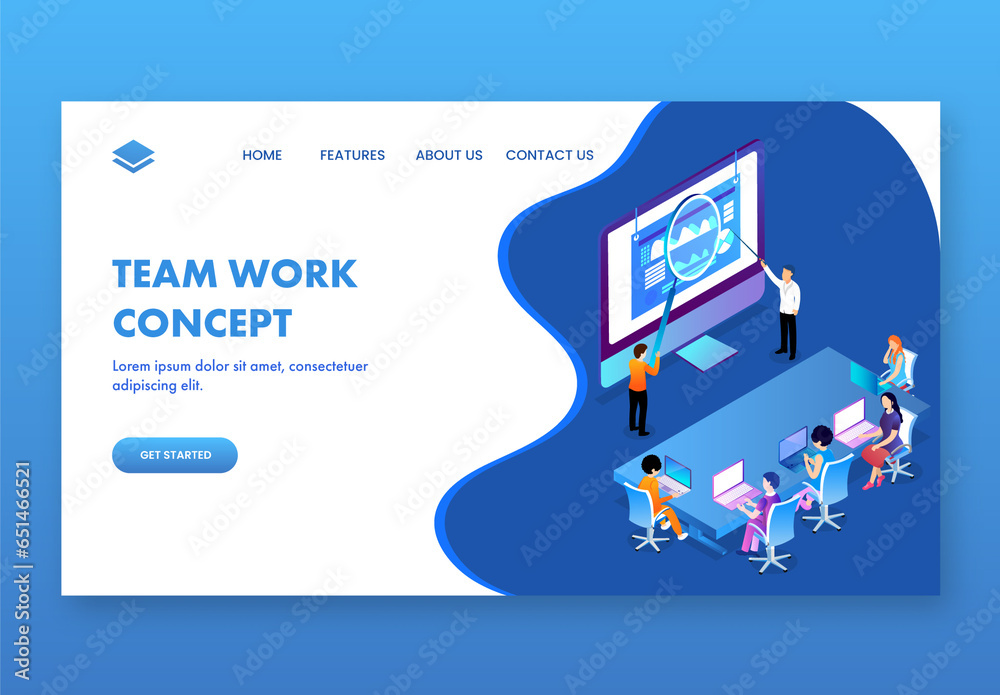 Team Work Concept Based Landing Page Design, Group Of Business People ...