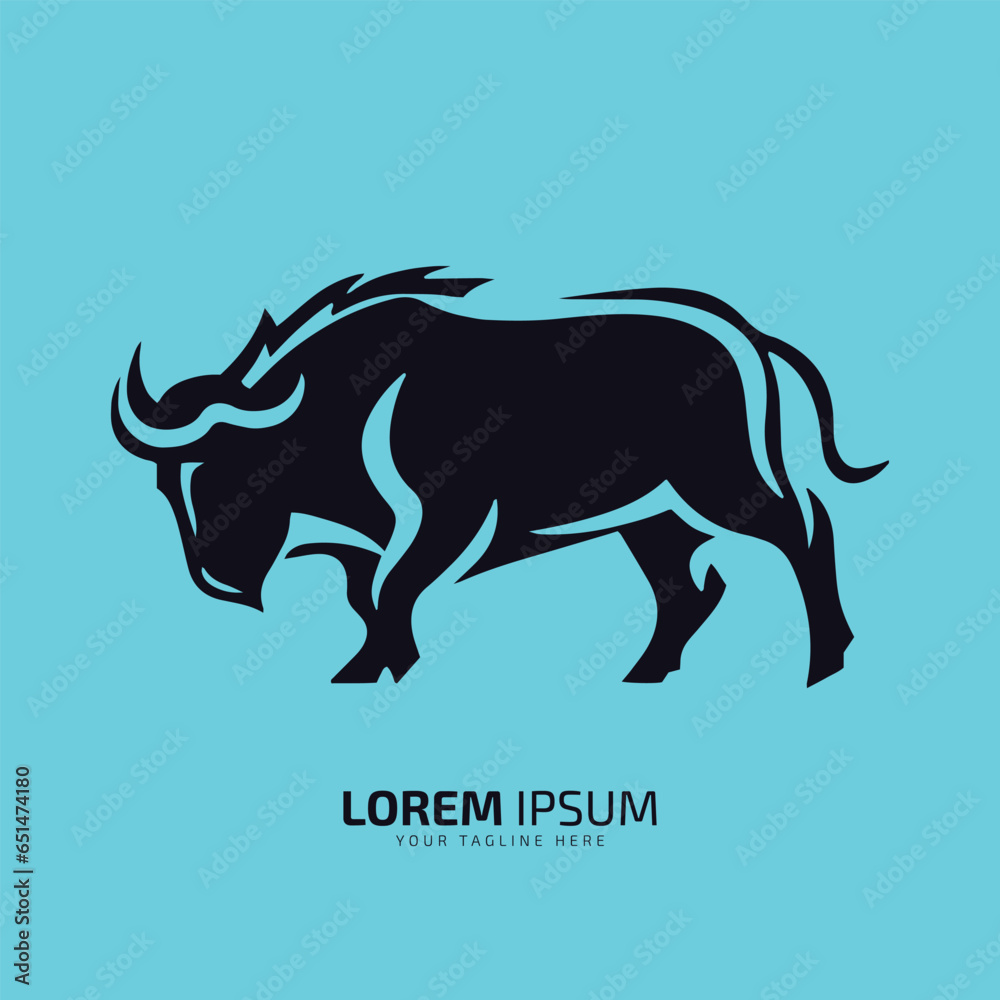 bull logo icon silhouette bison, ox symbol style bull vector ...