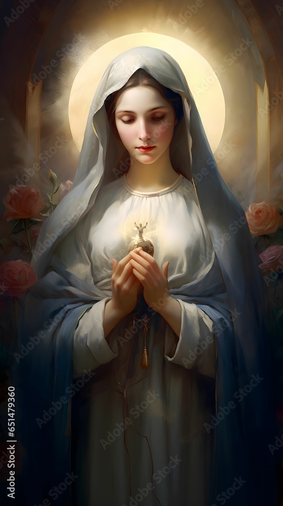 Virgin Mary Religious Painting Illustration The Image Of The Blessed