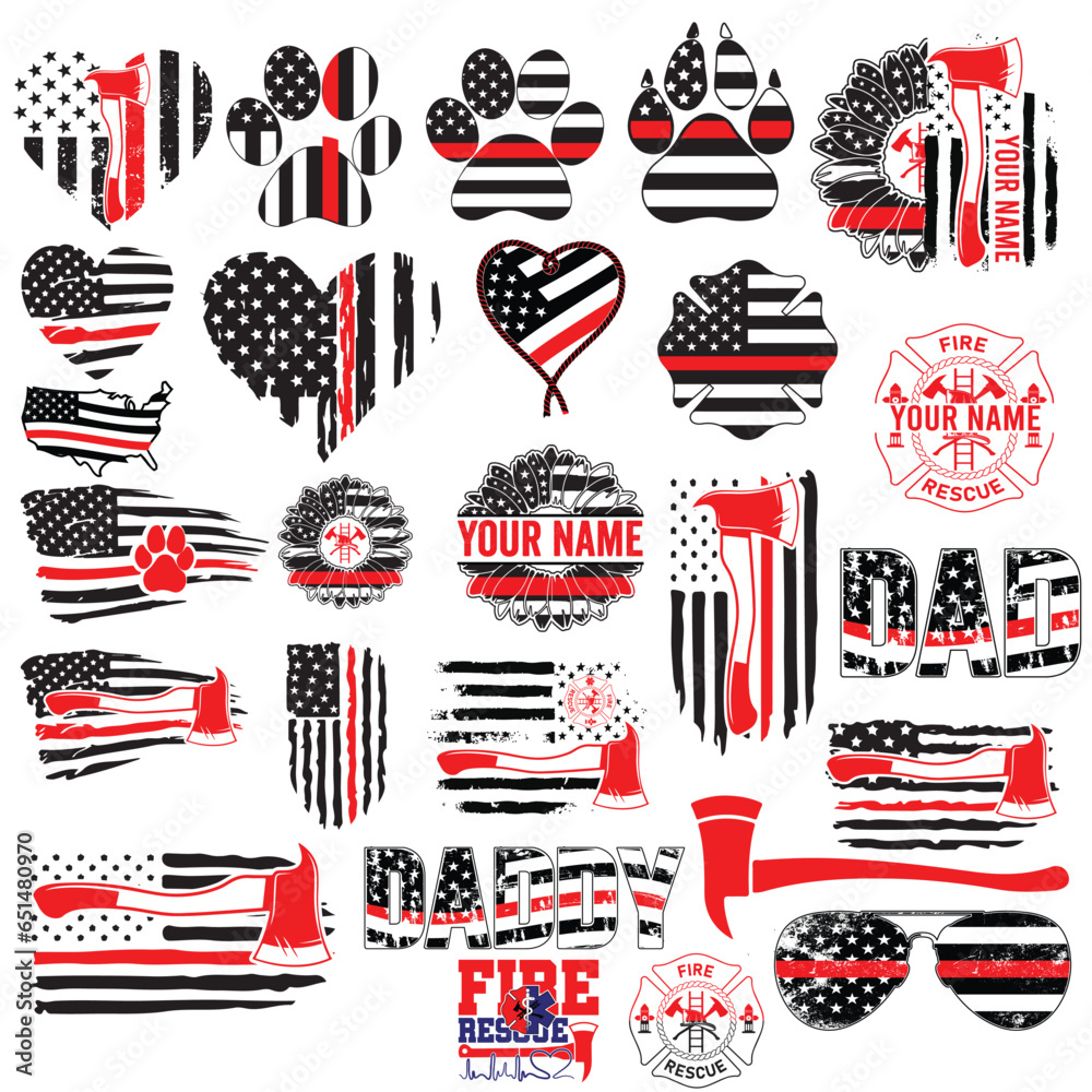 Firefighter flag name Svg, Fireman Flag Svg, Firefighter Flag Svg, Thin ...