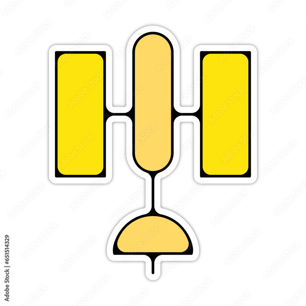 picto logo icones et symbole satellite espace fin couleur jaune relief ...