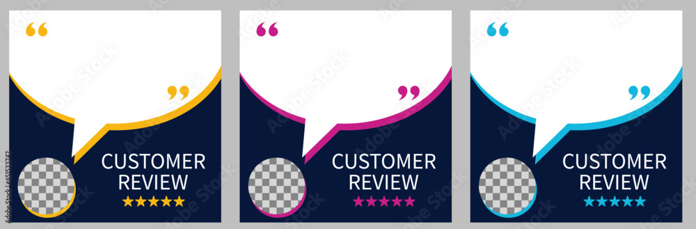 Set of three template with speech bubble for customer feedback ...