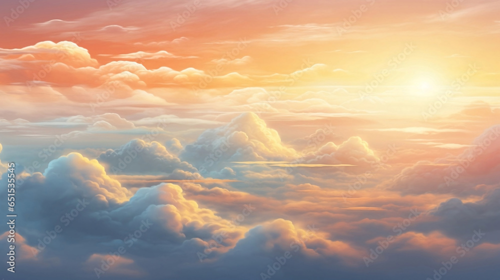 Sunrise sky Fantasy dramatic light rainbow clouds background ...