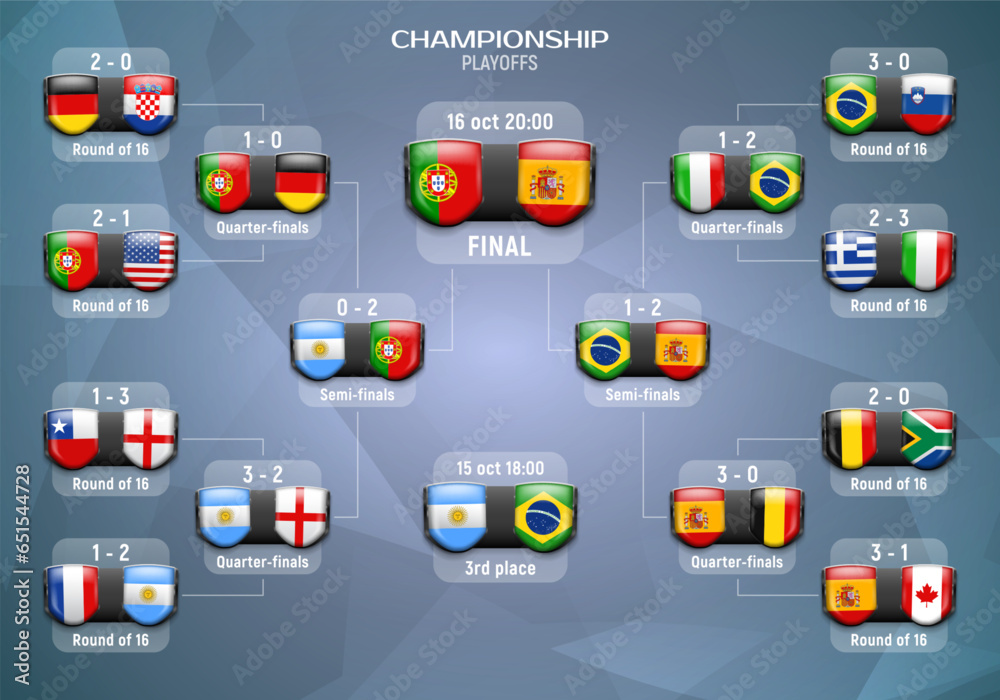 The schedule of football tournament matches. Playoffs table. Vector ...