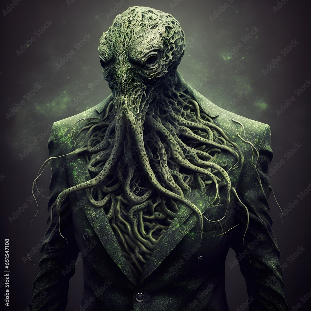 full body of a man covered with a million sworm Cthulhu style Stock ...