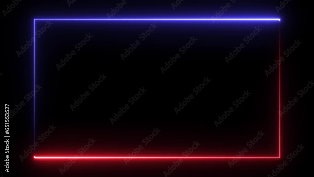 Abstract seamless looped neon frame animation background. Blue purple ...