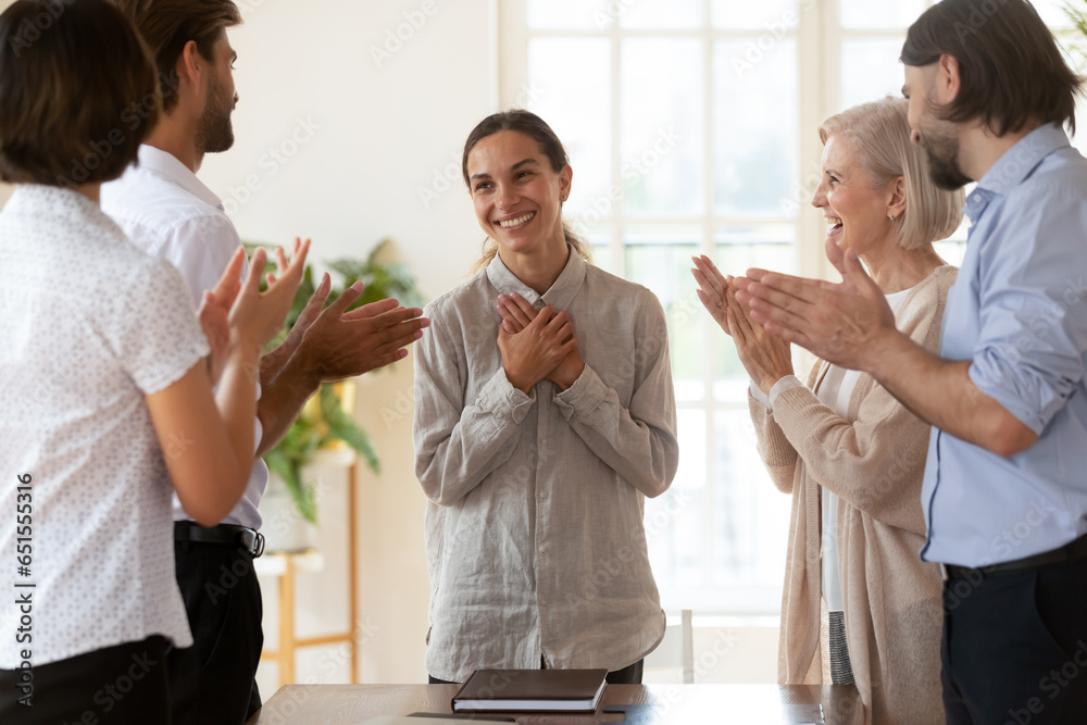 Best employee of month promoted successful female worker or newcomer ...