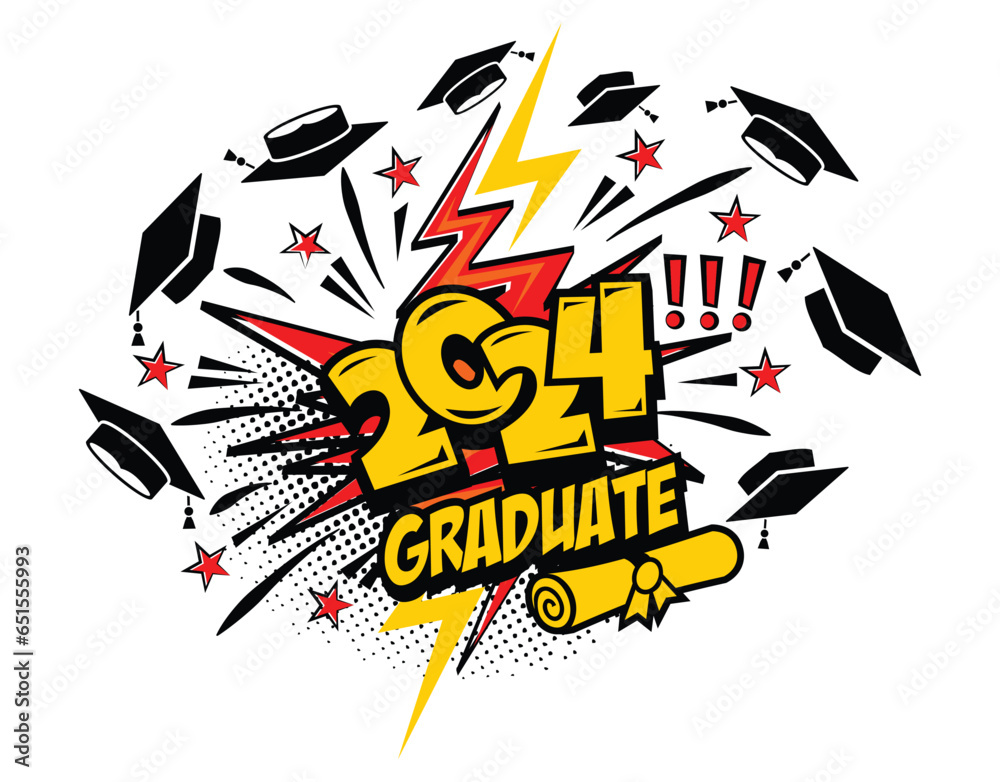 2024 class graduate header. Decorate congratulation for school ...