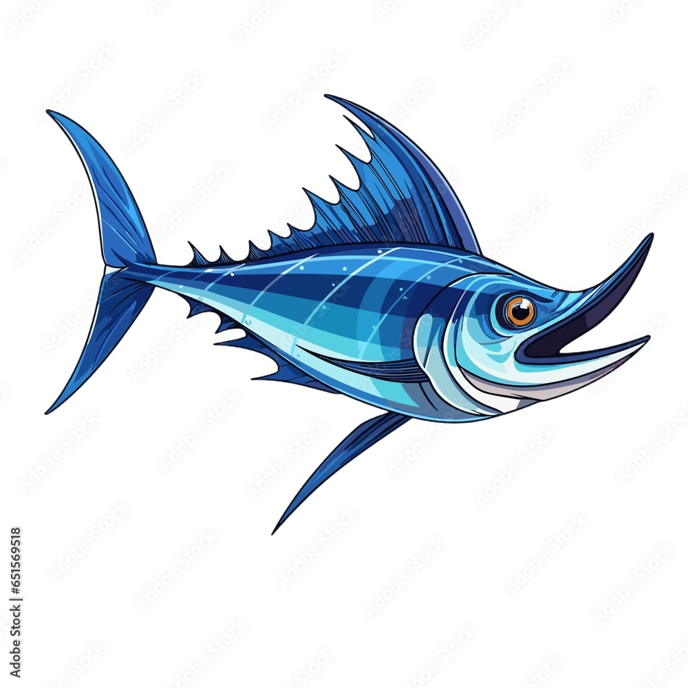 Cartoon swordfish isolated on white background Stock Illustration ...