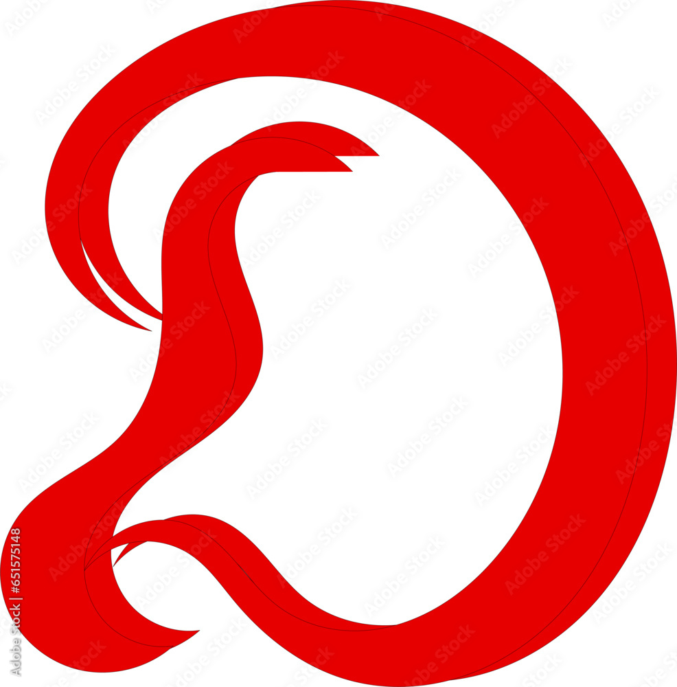 Letter D Icon Symbol, Vector drawing in red on a clear background Stock ...