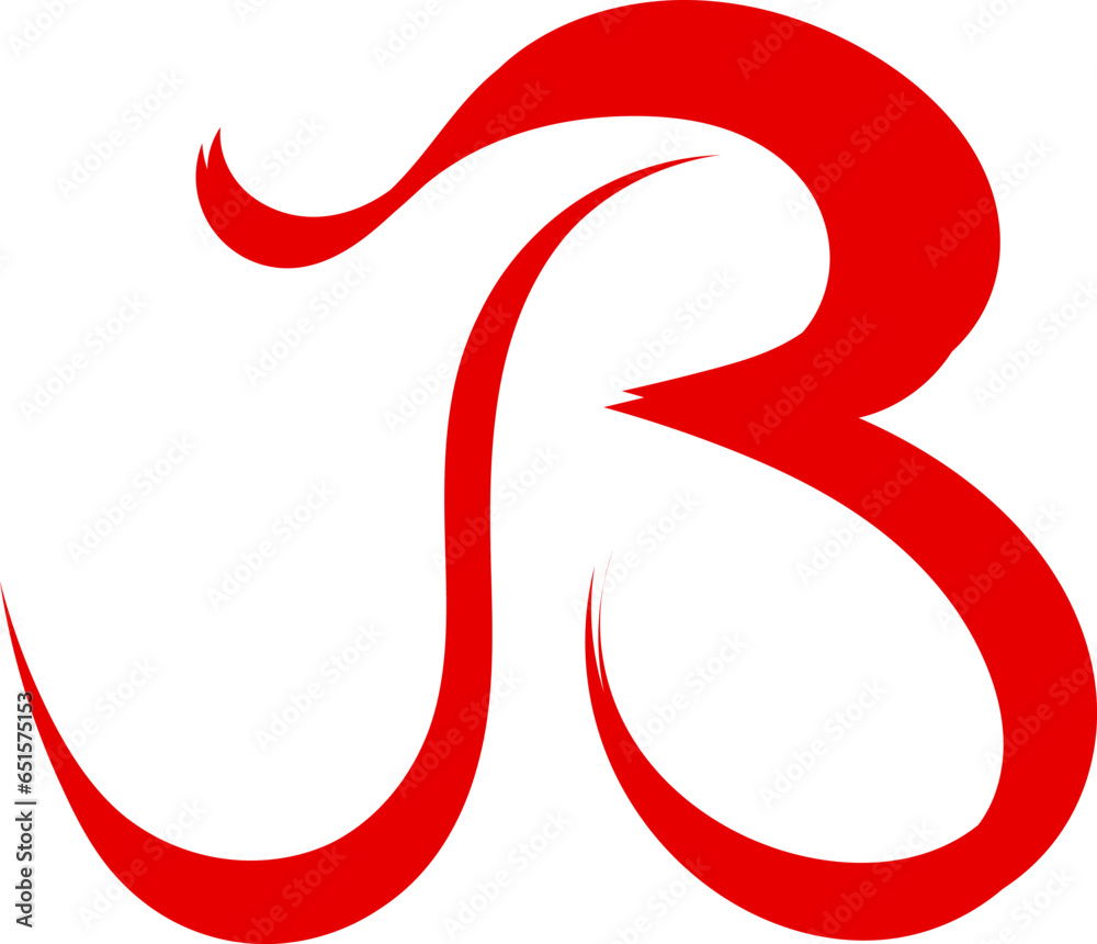 Letter B Icon Symbol, Vector drawing in red on a clear background Stock ...
