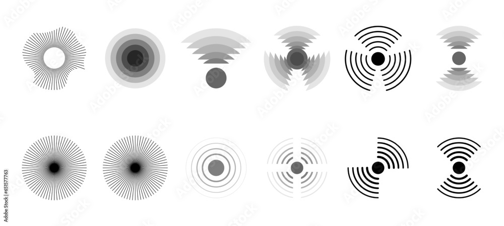 Vector Waves Collection - Sound, Vibration, Signal, Sonar. Vector ...